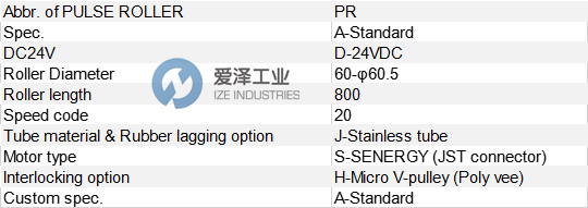 PULSEROLLER滚筒电机PR-AD-60-800-20JSHAPR-AD-60-800-20JSHA-阿仪网