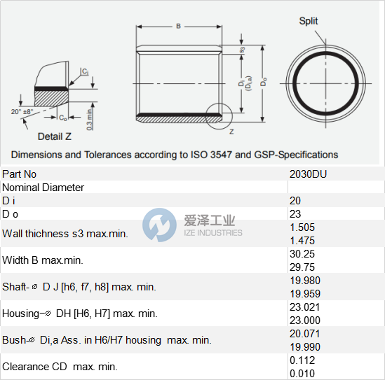 GGB衬套2030DU2030DU-阿仪网
