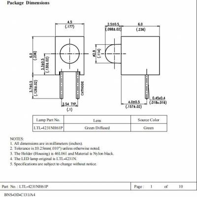 【LTL-4231NH61P 3mm通孔插件二极管 发绿色光波长574nm】价格_厂家-供应商网