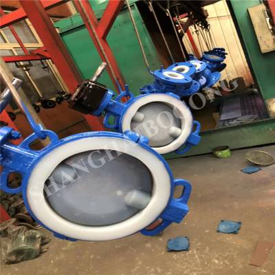 D71F46-16C 手动对夹式衬四氟蝶阀 DN250 氟塑料衬里蝶阀价格 - 推发网
